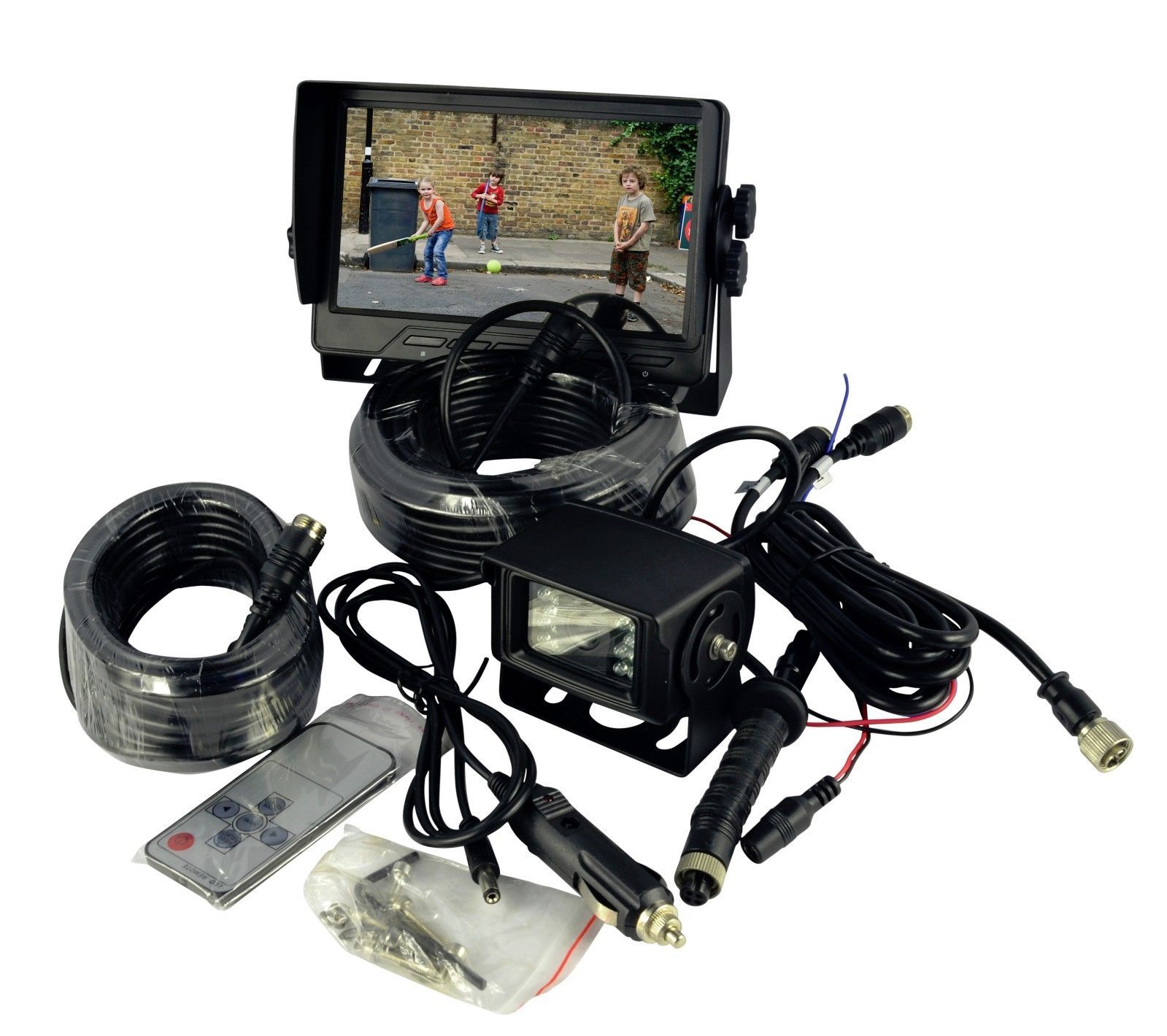 7 LED Digital Monitor HD 12V/24V Revese CCD Camera System Cables & 2AV ...