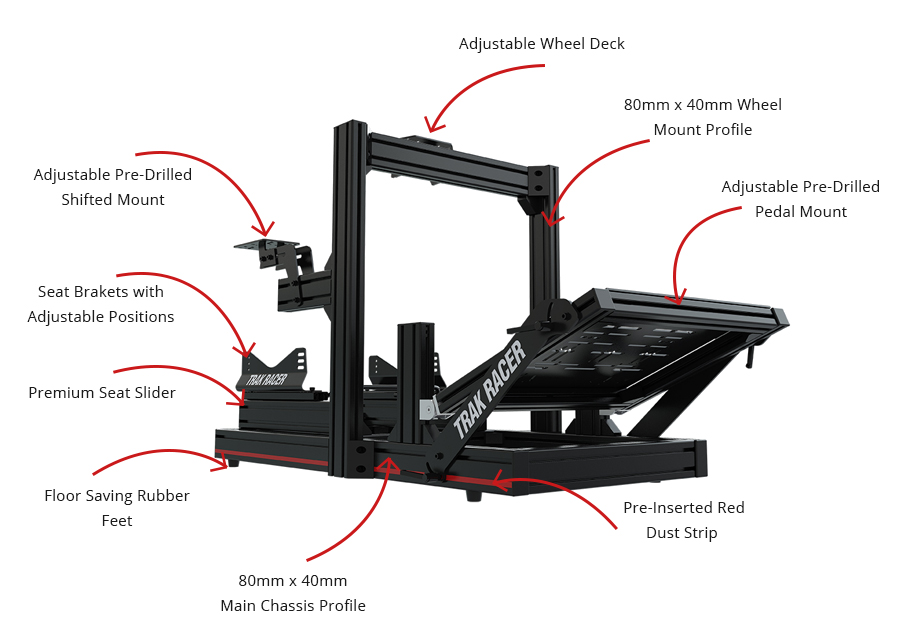 Trak Racer TR80 Black Aluminium Sim Racing Rig - Free UK Delivery ...